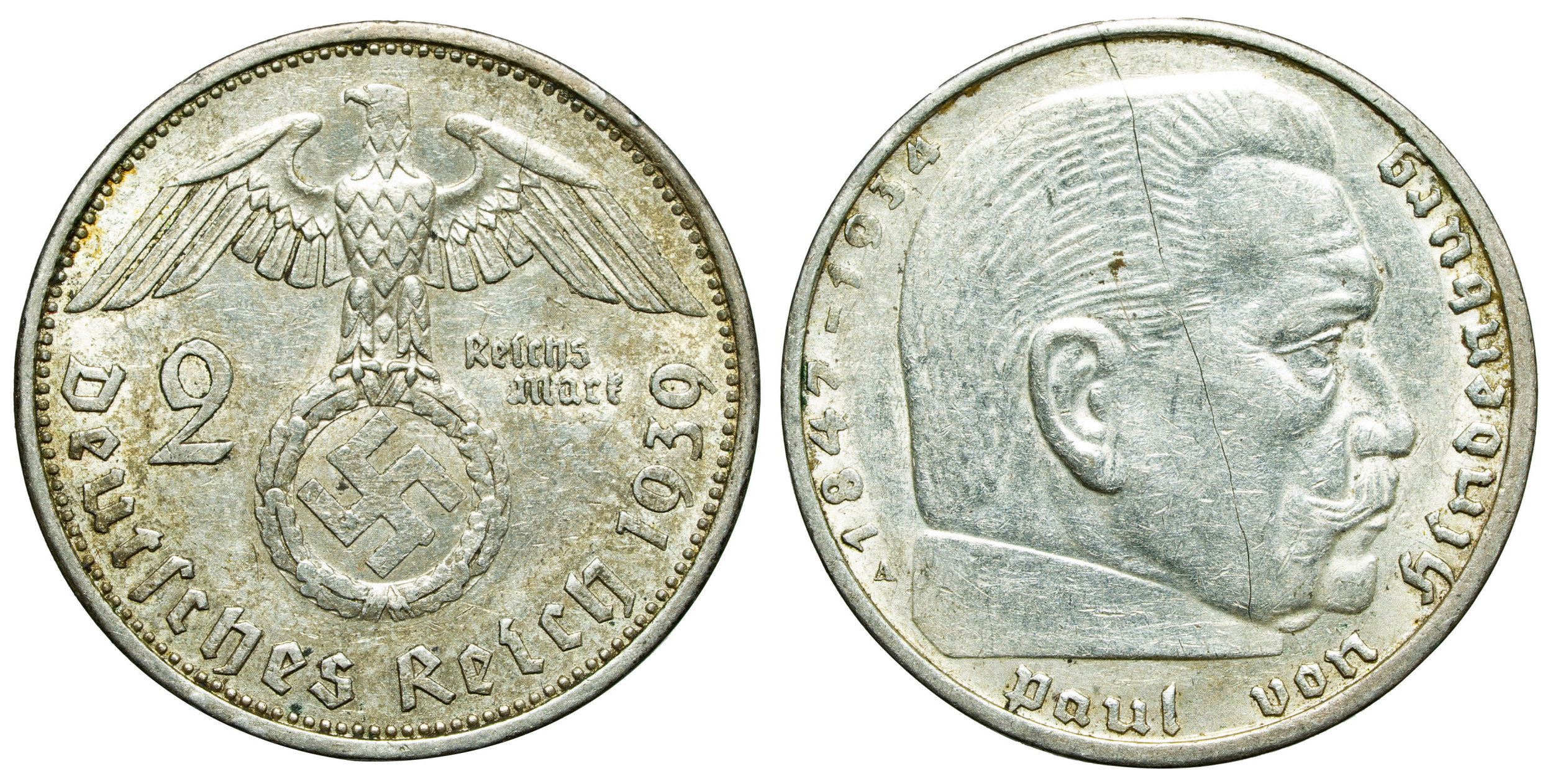 2 Reichsmark 1939 A "Typ 1936-1939" - Silbermünze Wert - Deutschland ...
