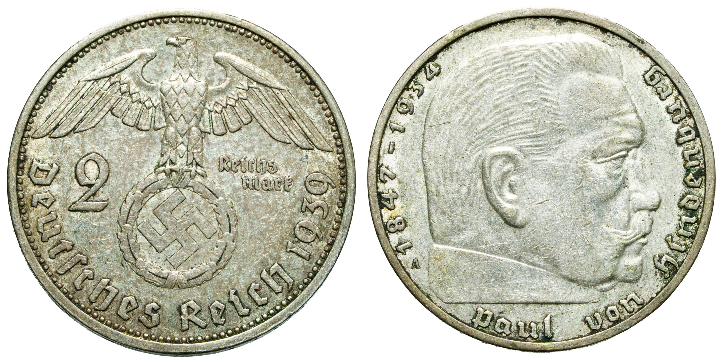 2 Reichsmark 1939 A "Typ 1936-1939" - Silbermünze Wert - Deutschland ...